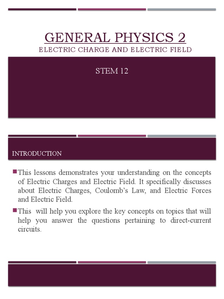 General Physics 2 (Electric Charge and Electric Field) | PDF | Electric ...