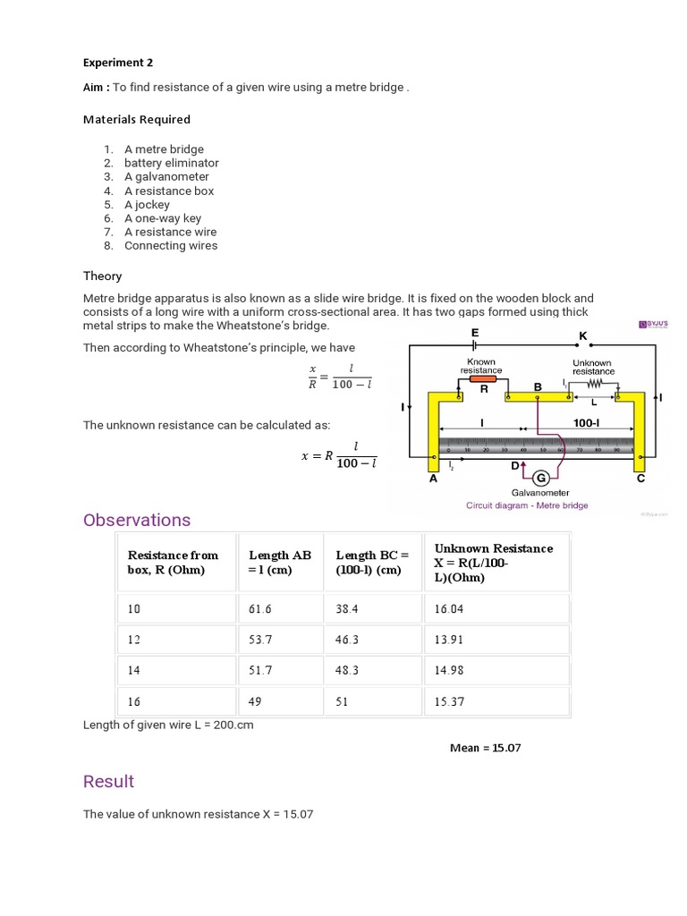 Observations: Materials Required | PDF | Electrical Resistance And Conductance | Resistor