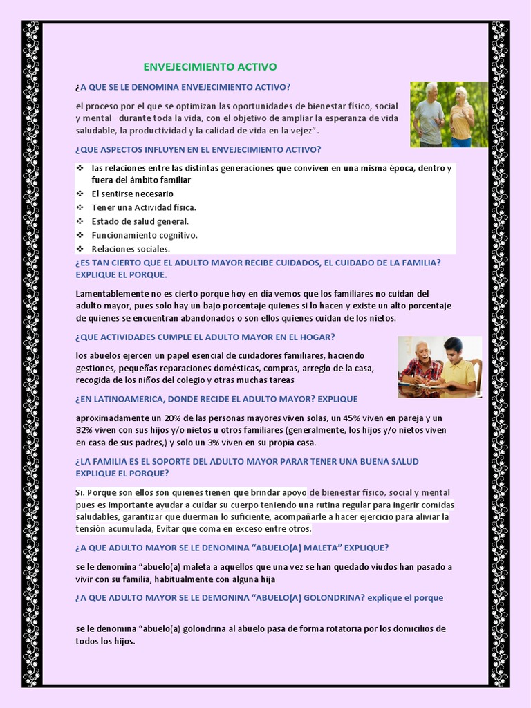 Envejecimiento Activo-Cuestionario | PDF | Autosuperación | Estilo de vida