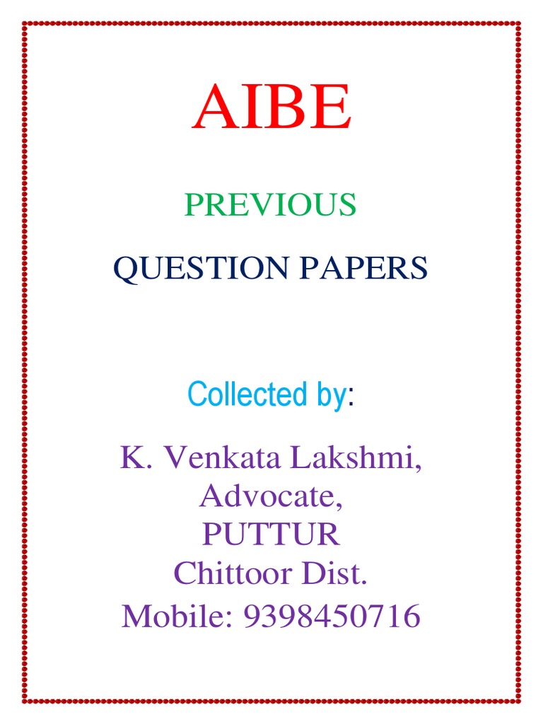 AIBE Previous Year Question Papers 1674448536 | Download Free PDF | Tort | Criminal Law