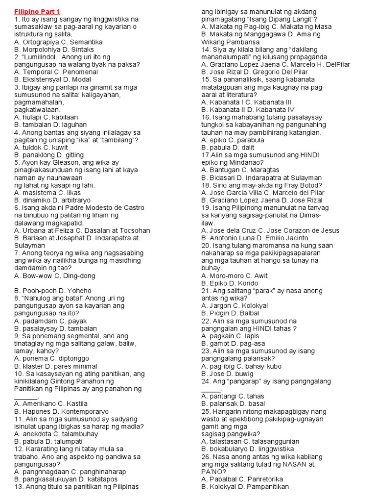 Filipino Part 1-7 | PDF