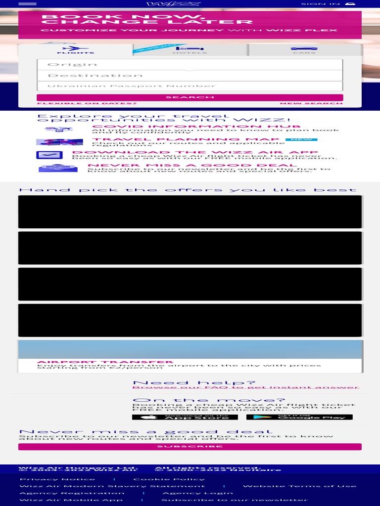 Official Wizz Air Website Book Direct For The Best Prices | PDF