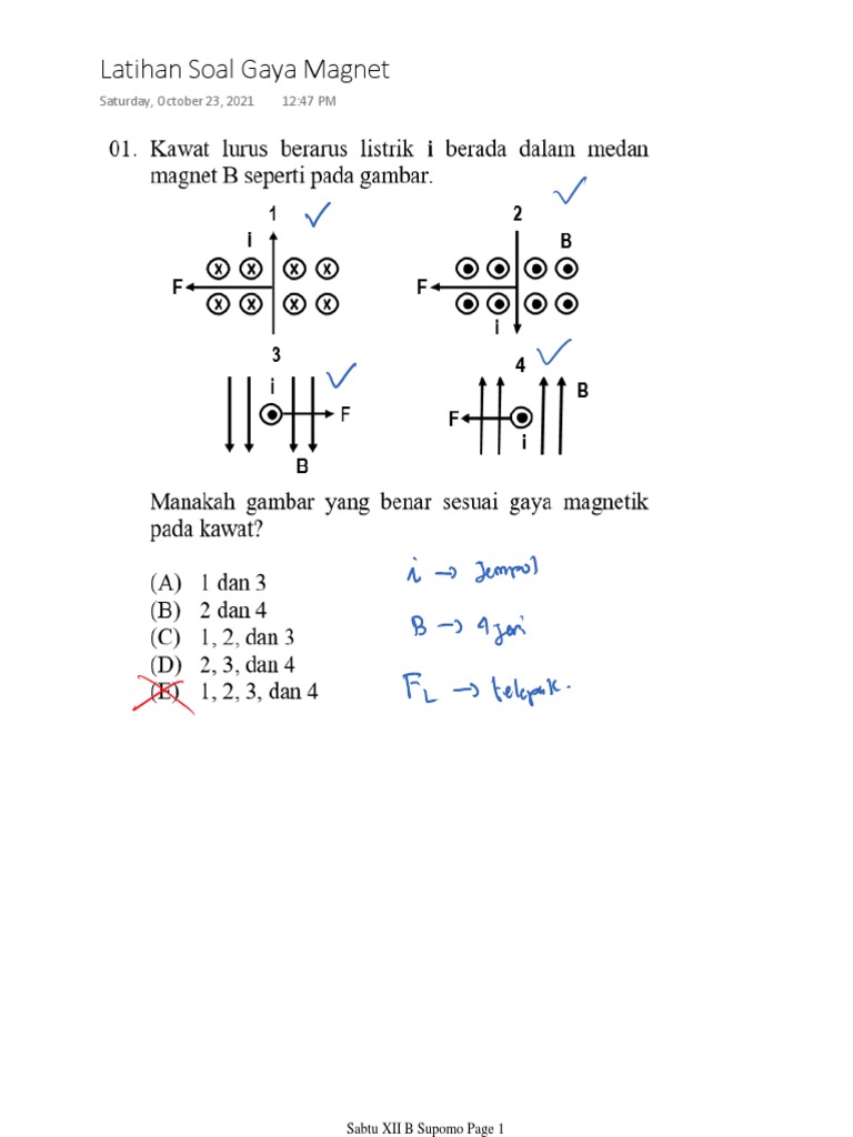 Latihan Soal Gaya Magnet | PDF