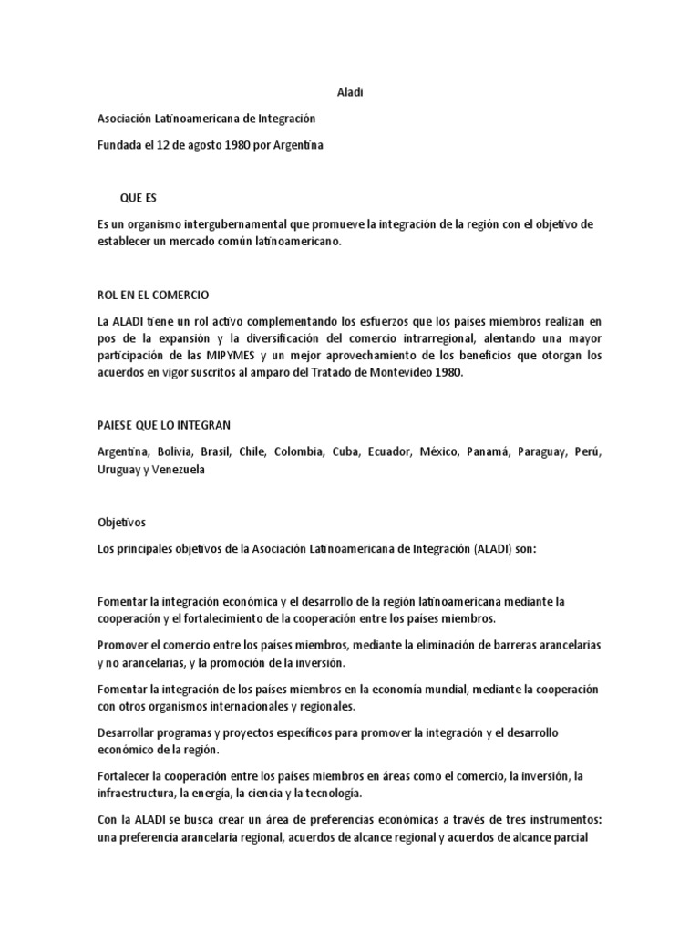 Aladi | PDF | America latina | Economias