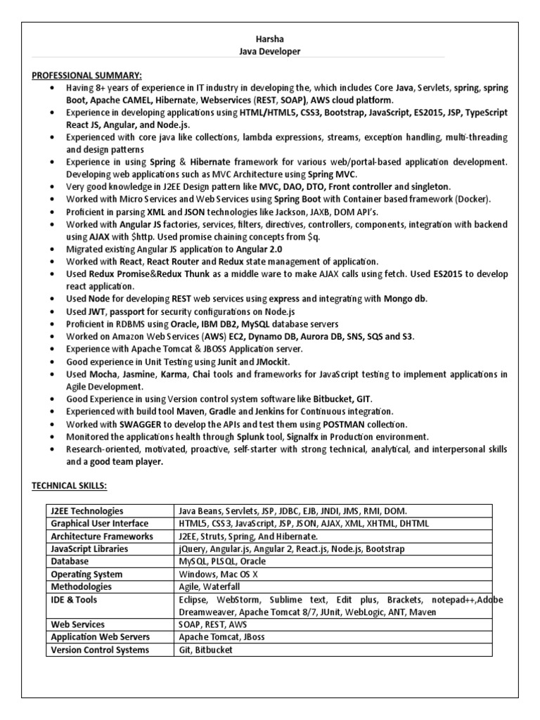 Sri Harsha Java - Dev 2 | PDF | Spring Framework | Web Service