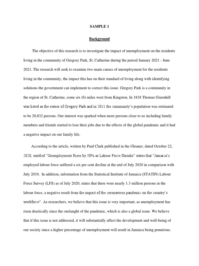 Sba Background Samples | PDF | Unemployment | Pricing