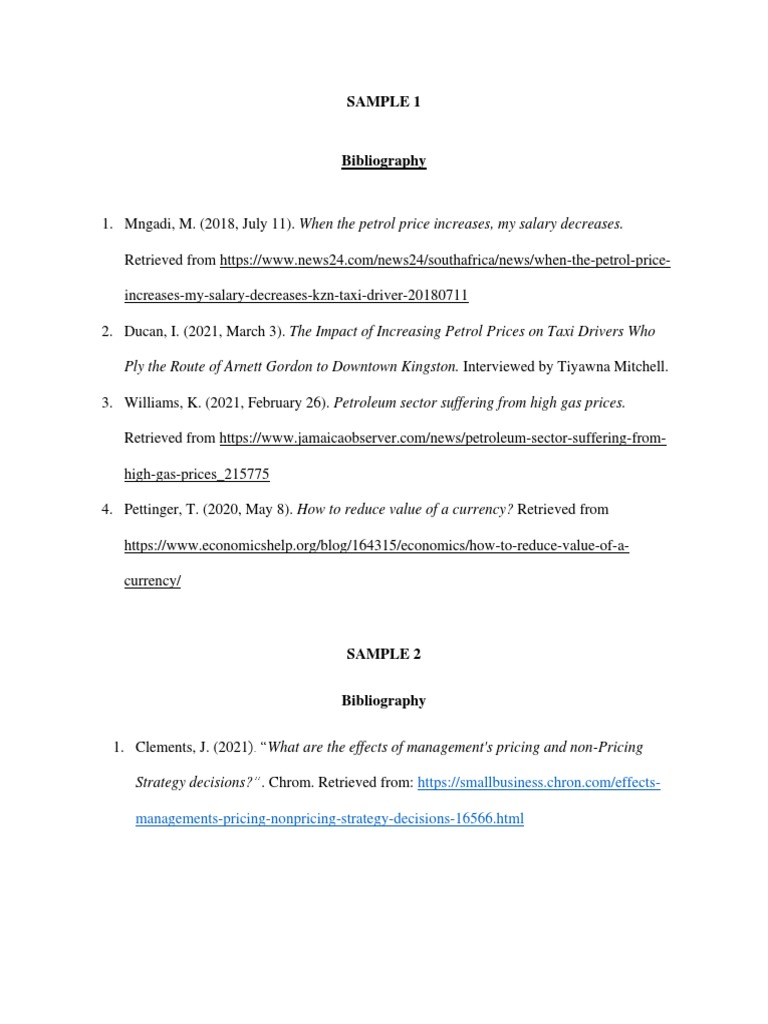 English SBA Bibliography Samples | PDF