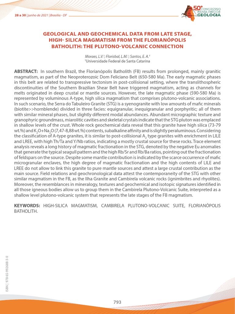 Late Stage, High-Silica Magmatism in the Florianópolis Batholith: Insights from Geological and ...