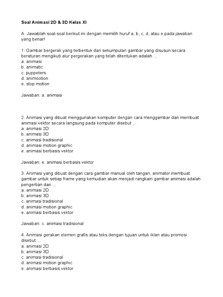 Soal Animasi 2D 3D | PDF