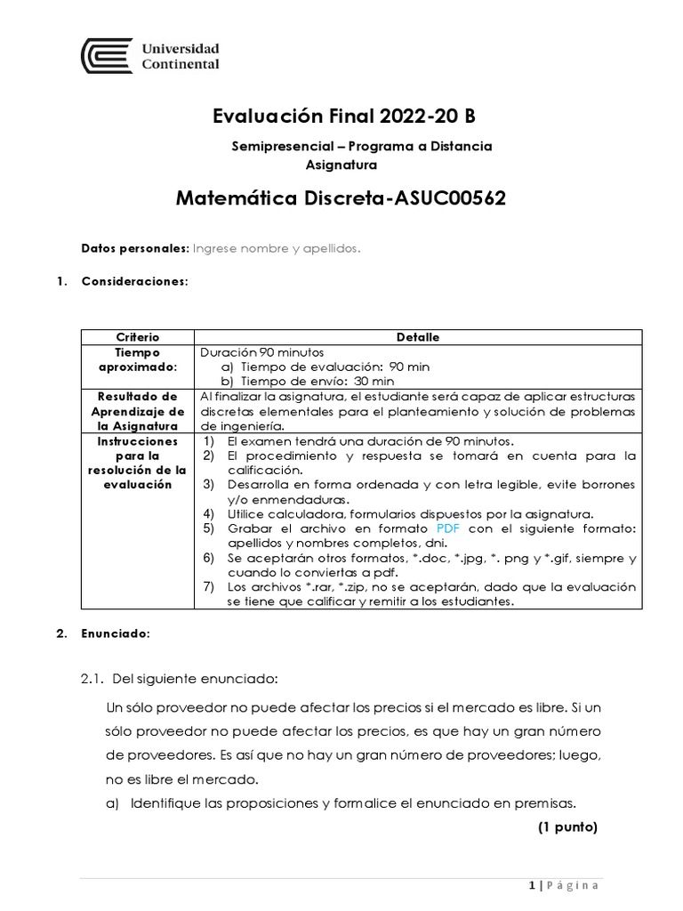 Examen Final - Matemática Discreta 2022 20B | PDF | Matemáticas ... Examen Final - Matemática Discreta 2022 20B | PDF | Matemáticas ...