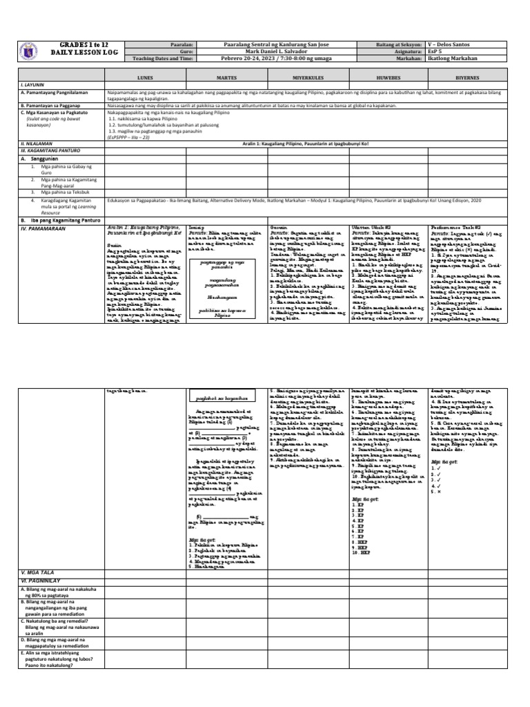 DLL Esp 5 Q3W2 | PDF