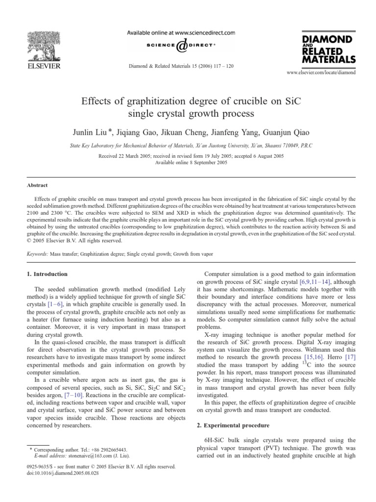 Effects of Graphitization Degree of Crucible On SiC Diamond & Related ...
