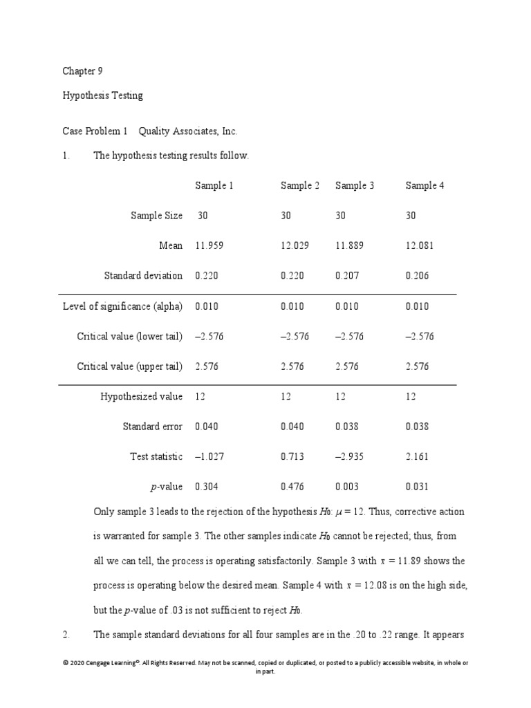 2020quan Case2 (Solution) | PDF | P Value | Statistical Significance
