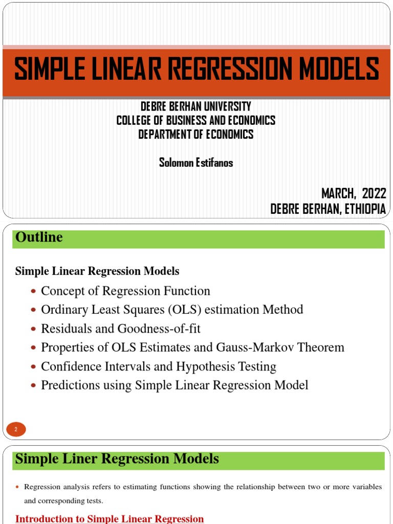 Chapter 2 - Simple Linear Regression Function | PDF | Regression Analysis | Ordinary Least Squares