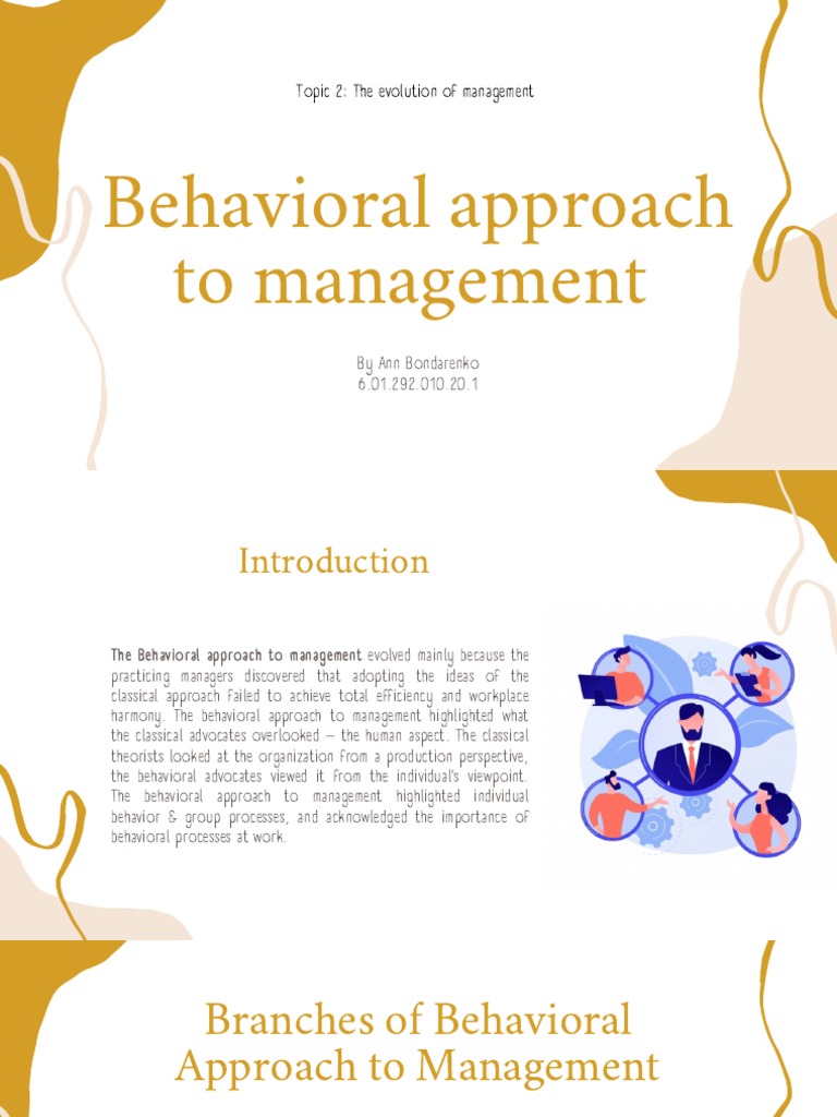 The Behavioral Approach To Management | PDF | Motivational | Motivation