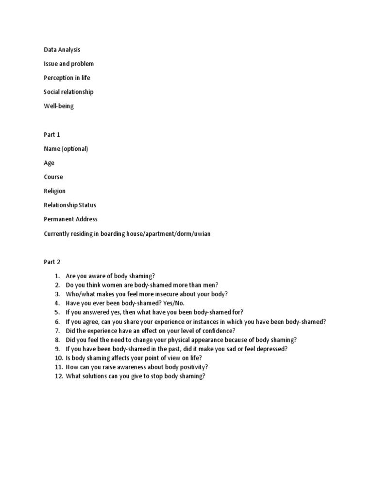 Body Shaming Analysis | PDF