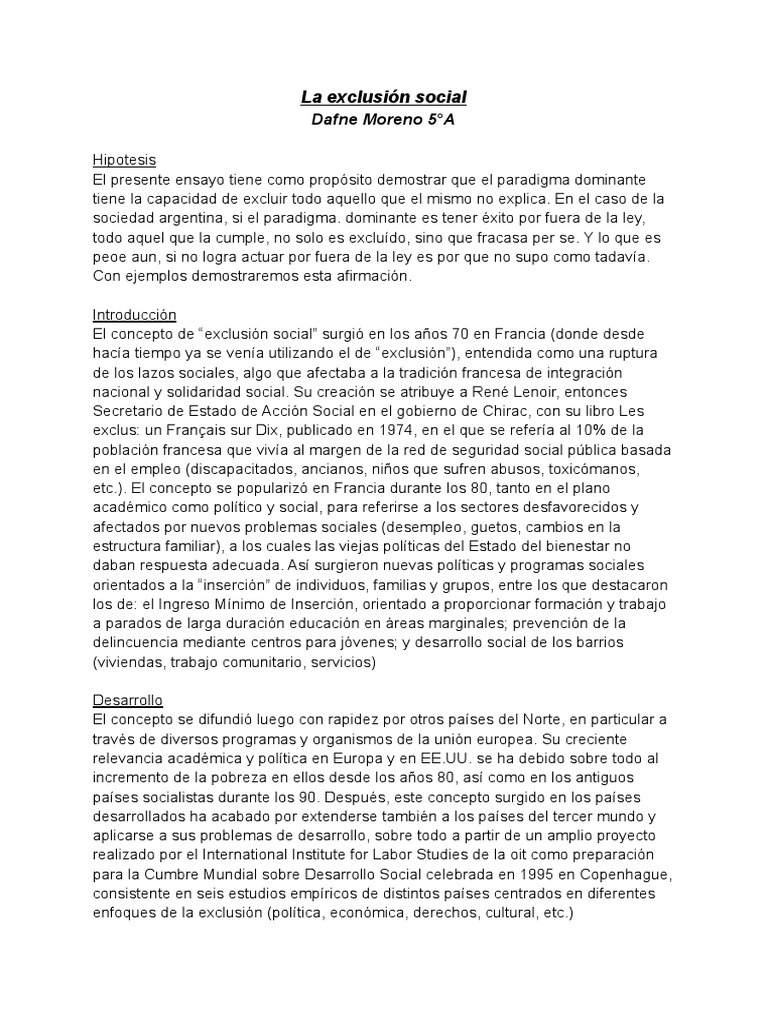 La exclusión social: un concepto multidimensional | PDF | Exclusión ...