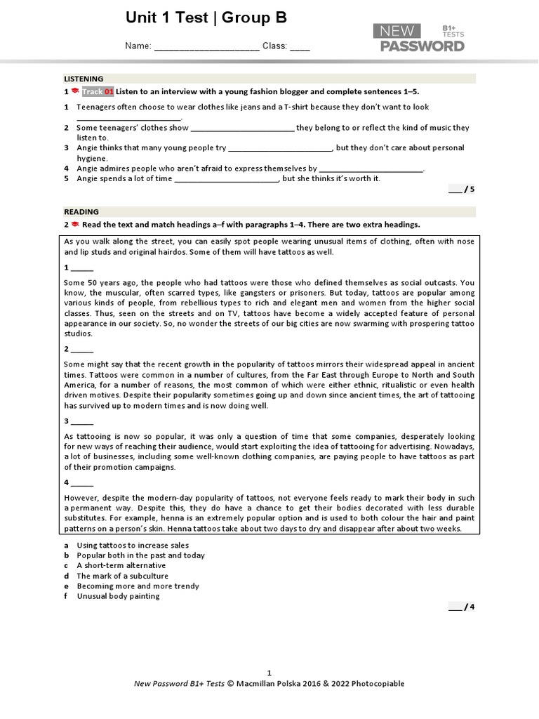 New Password B1+ UT 1B | PDF | Tattoo | Clothing