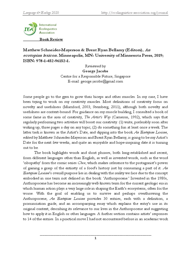 Ecotopian Lexicon Review | PDF | Anthropocene | Books