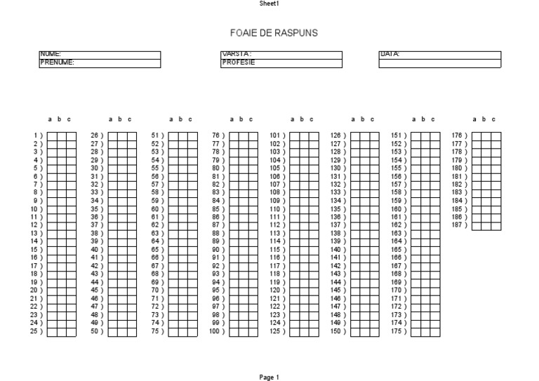 Test - Personalitate FOAIE - DE - RASPUNS | PDF
