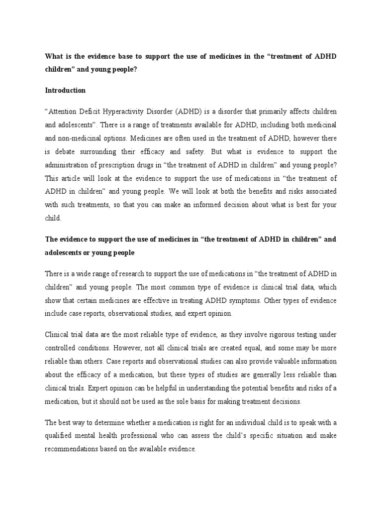 Evidence for ADHD Medication Use | PDF | Attention Deficit ...