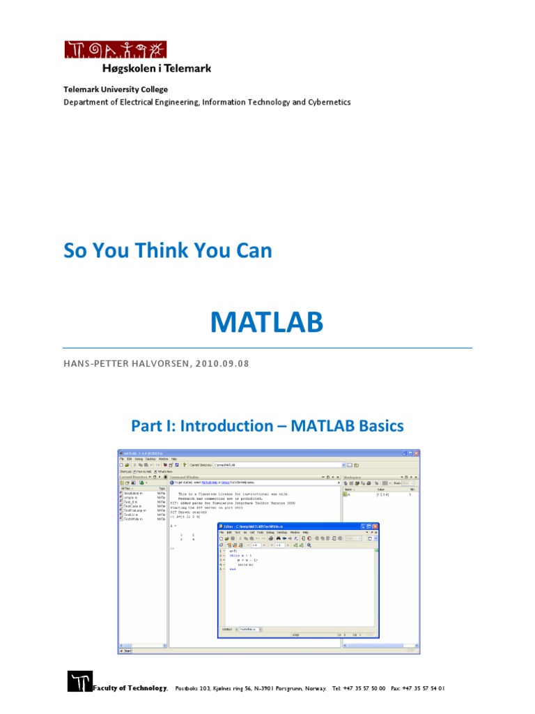 MATLAB Course - Part 1 | Download Free PDF | Matrix (Mathematics ...