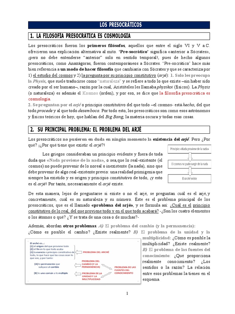 Filosofía Presocrática: Arjé y Cosmología | PDF | Pitágoras | Platón