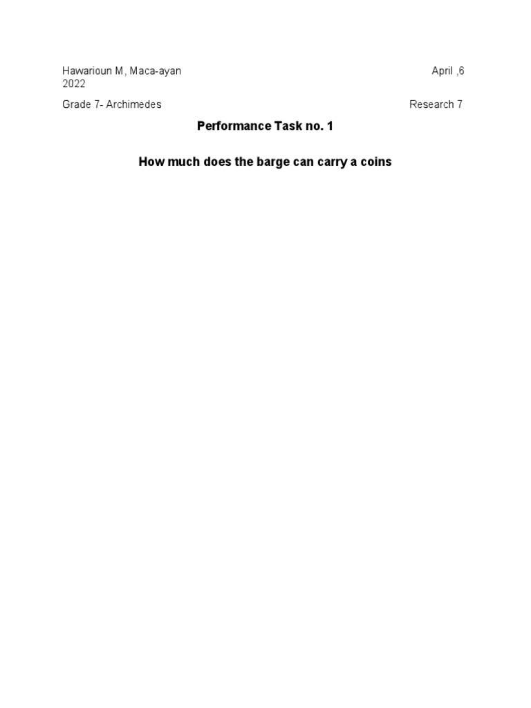 Grade 7 Archimedes Research Tasks | PDF