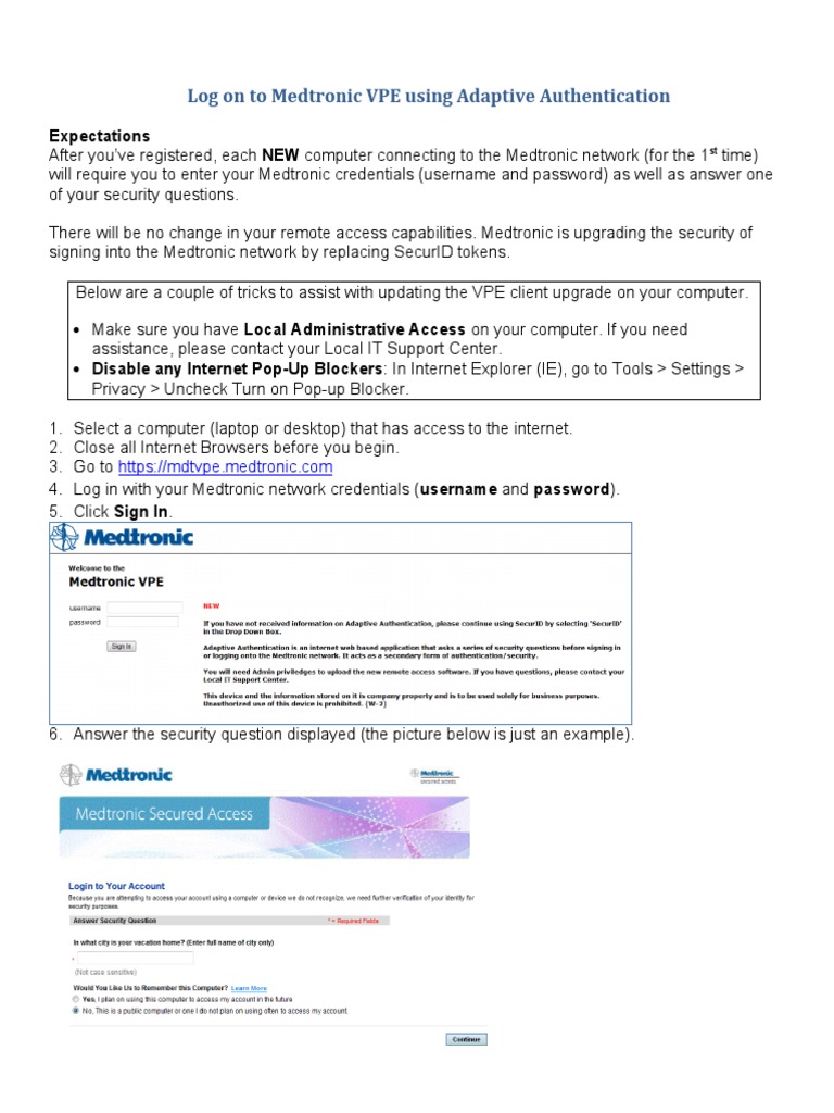 VPE How To Log in To Adaptive Authentication | PDF