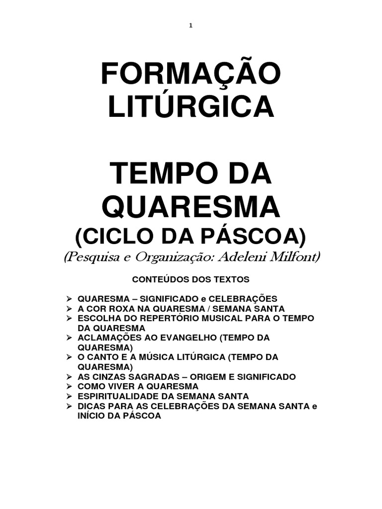 Significado e Celebrações da Quaresma | PDF | Quaresma | Liturgia