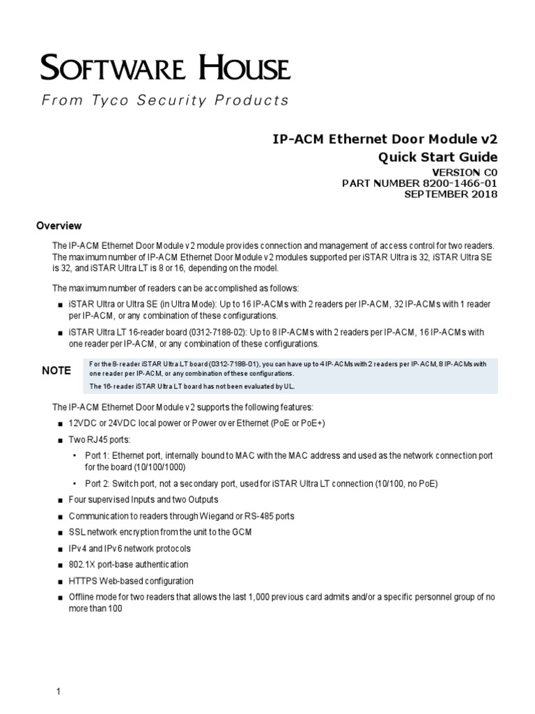 Ip-Acm-Ethernet-Door-V2 QSG MN rc0 LT en | Download Free PDF | Ip Address | Computer Network