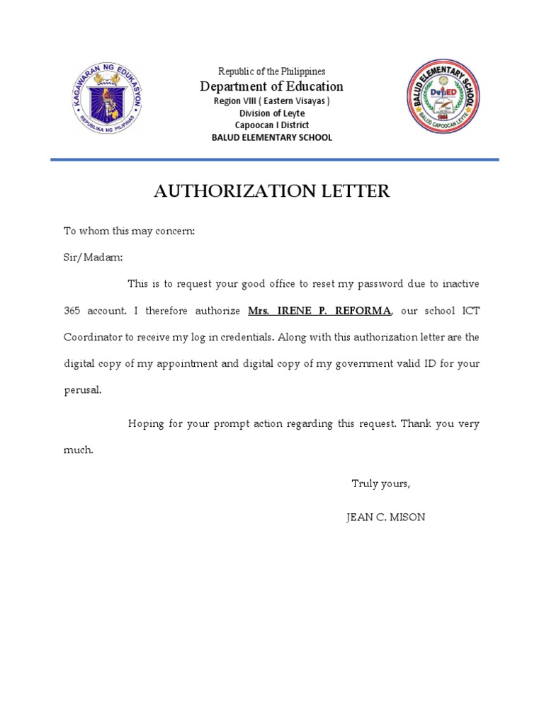 Authorization Letter Ict | PDF