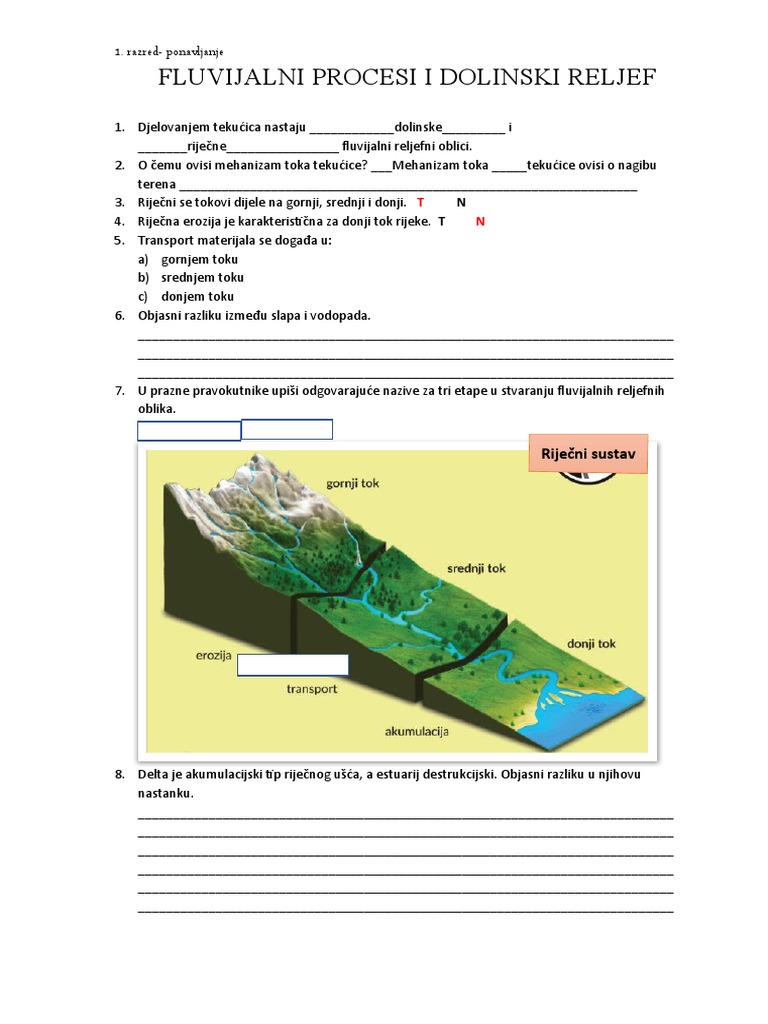 Fluvijalni Procesi - Radni Listić | PDF