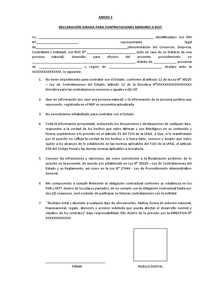 Declaracion Jurada No Tener Impedimiento Modelo | PDF | Principios éticos | Justicia