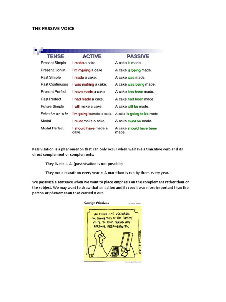 The Passive Voice (One and Two Complements) | PDF | Grammar | Linguistic Morphology