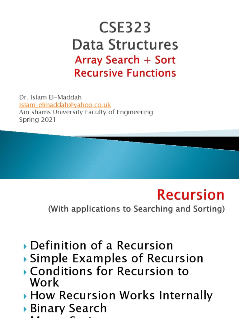 Array Search - Sort Recursive Functions - 020618 | Download Free PDF | Computer Science ...
