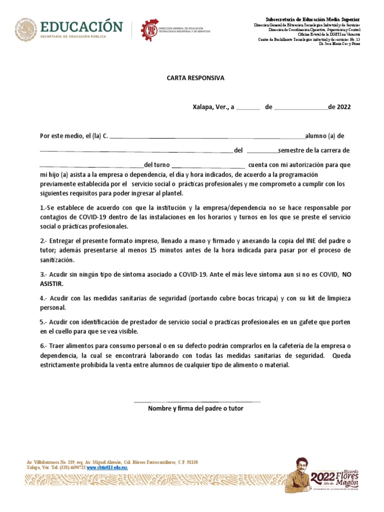 Carta Responsiva 2022 | PDF