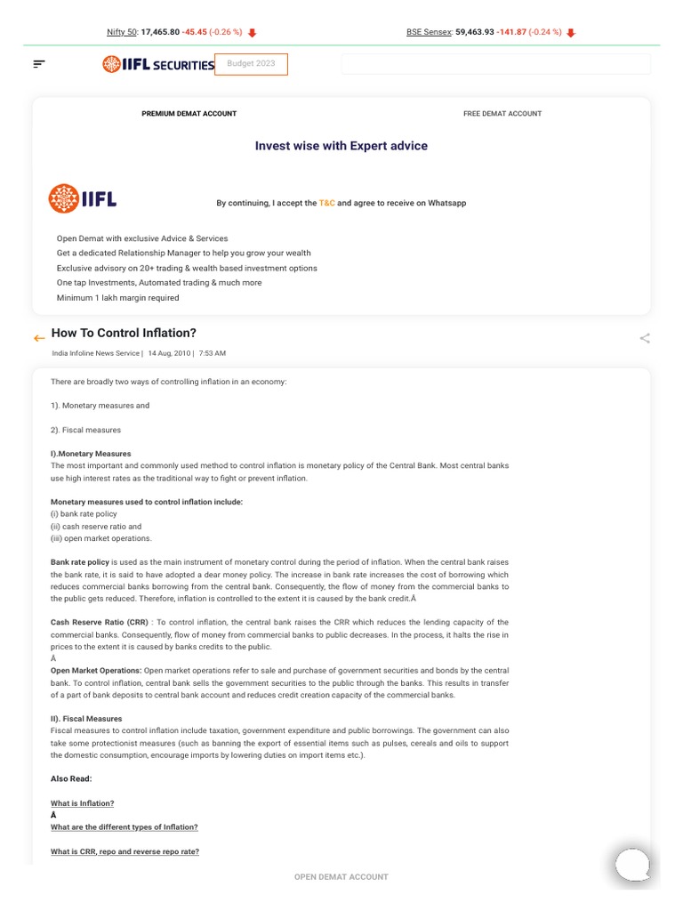 How To Control Inflation | PDF | Inflation | Monetary Policy