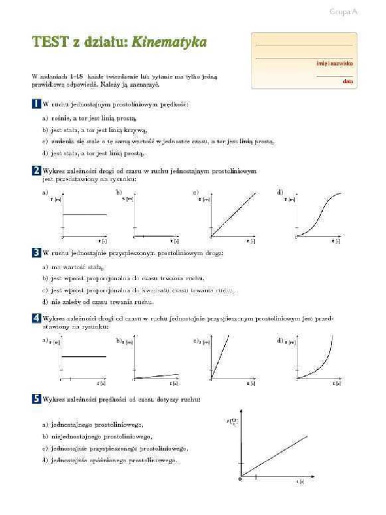 Fizyka Kinematyka Klasa 8 | PDF