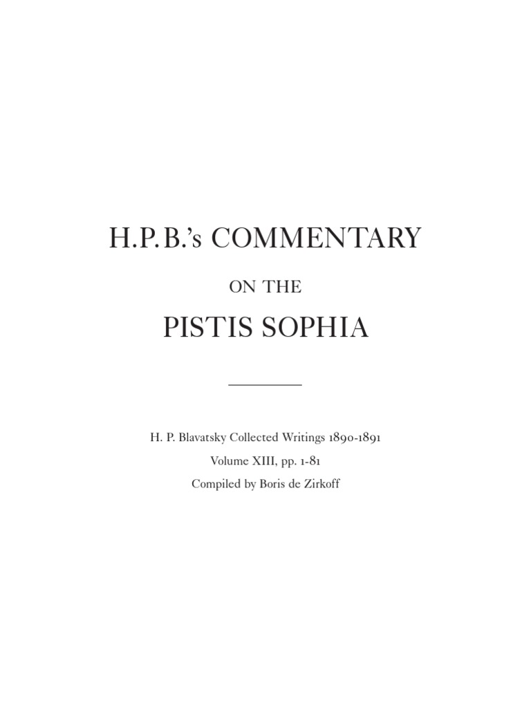 H. P. Blavatsky's Commentary On The Pistis Sophia | Download Free PDF ...