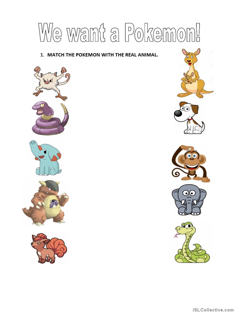 Pokémon Animal Match Activity | PDF