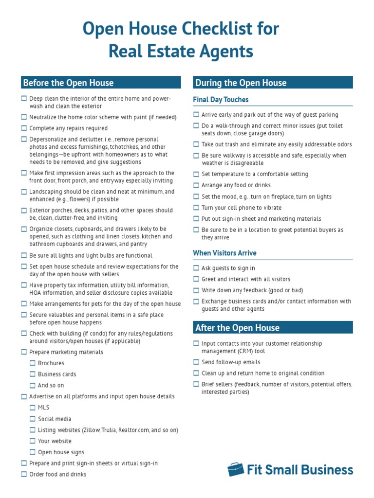 Open House Checklist For Real Estate Agents | PDF | Customer ...