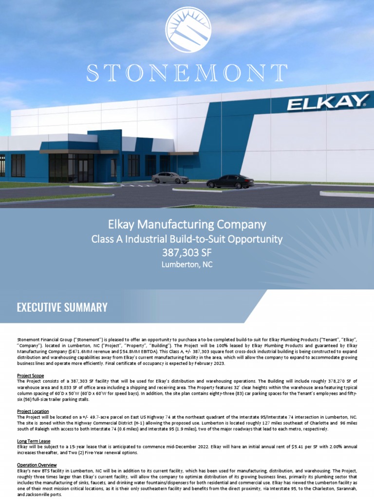 SFG - Elkay BTS Overview - 12.28.2022 | PDF | Lease | Business