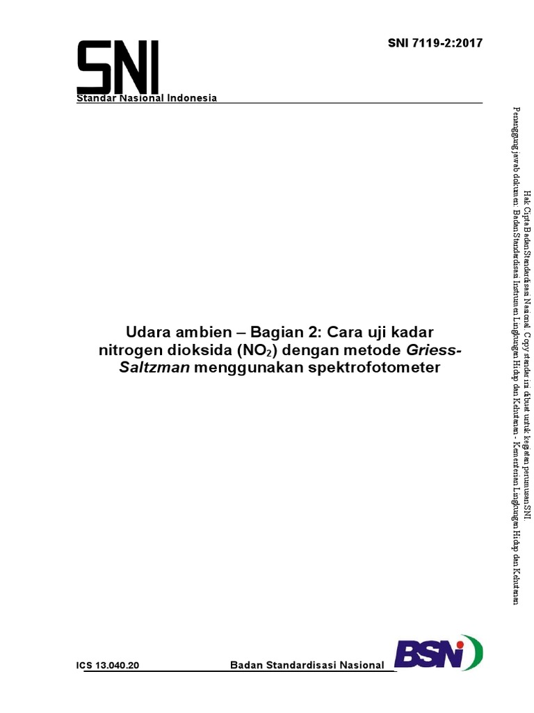 SNI 7119-2-2017 Udara Ambien - Bagian 2 Cara Uji Kadar Nitrogen ...