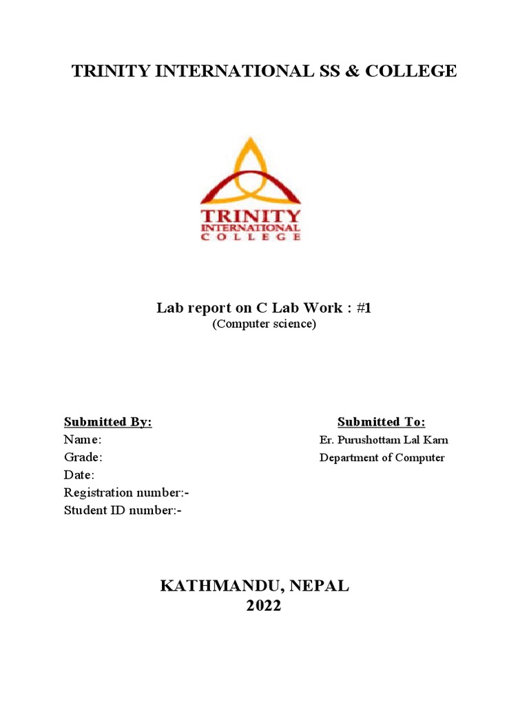 C Lab Report Cover Page (PLK Computer SIR) | PDF C Lab Report Cover Page (PLK Computer SIR) | PDF