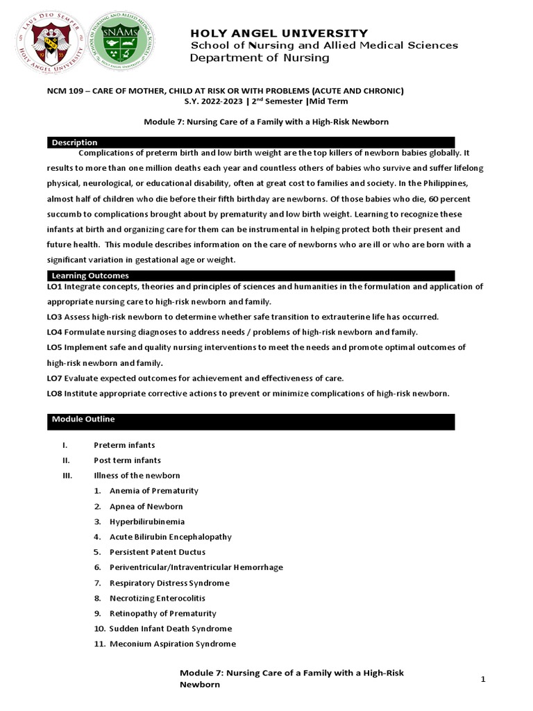Module 7 High Risk Newborn 2023 | PDF | Anatomical Terms Of Motion ...