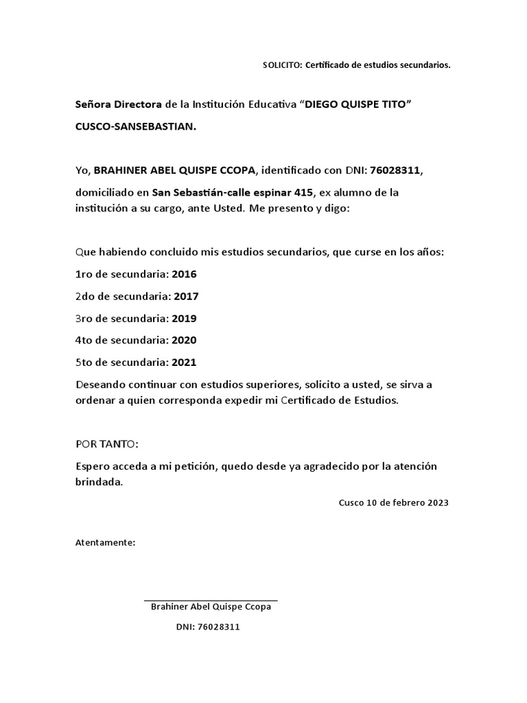 Modelo de Documento para Certificado de Estudios | PDF
