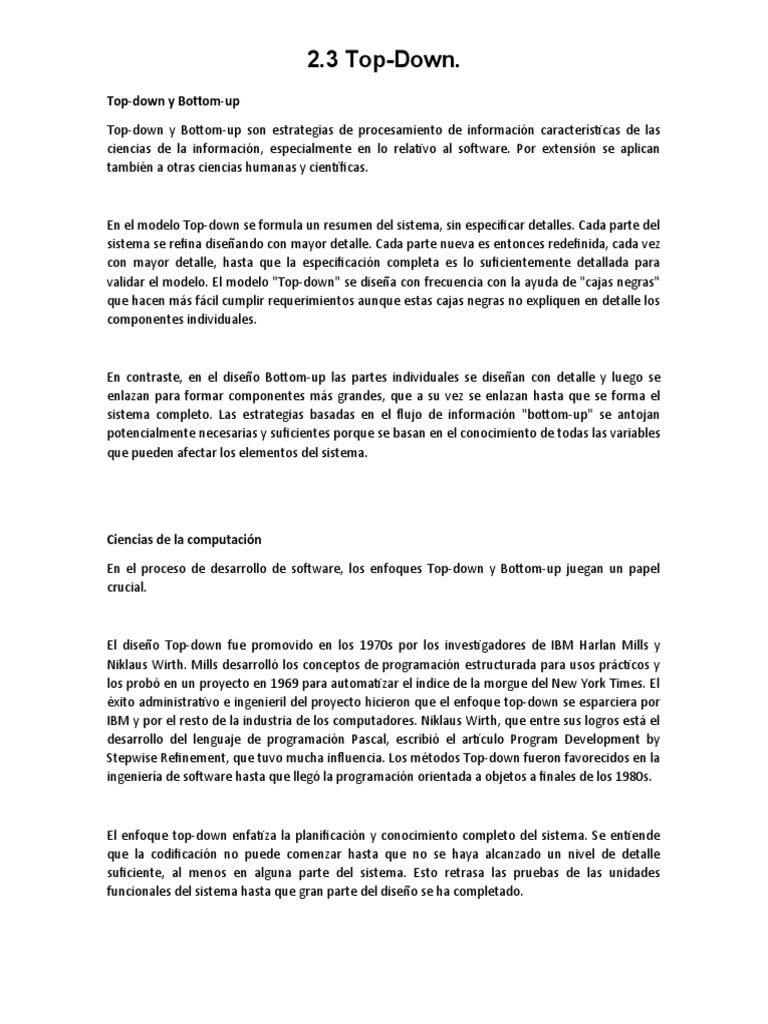 Top Down | PDF | Diseño de arriba hacia abajo y de abajo hacia arriba | Informática