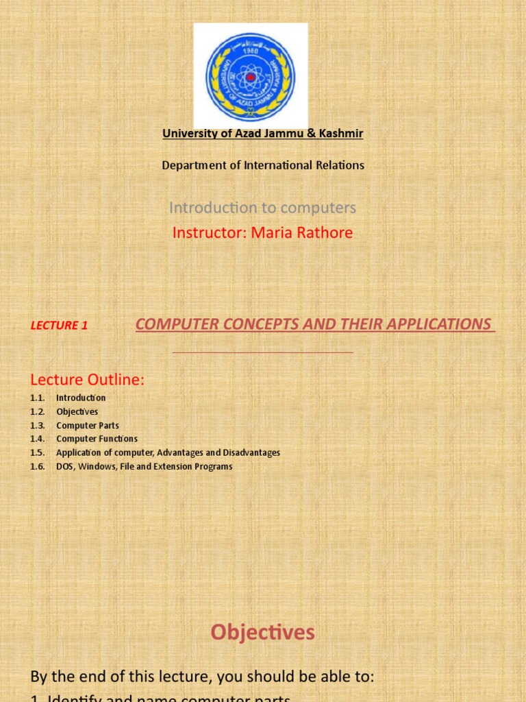 Lecture 1 | PDF | Computer Data Storage | Input/Output