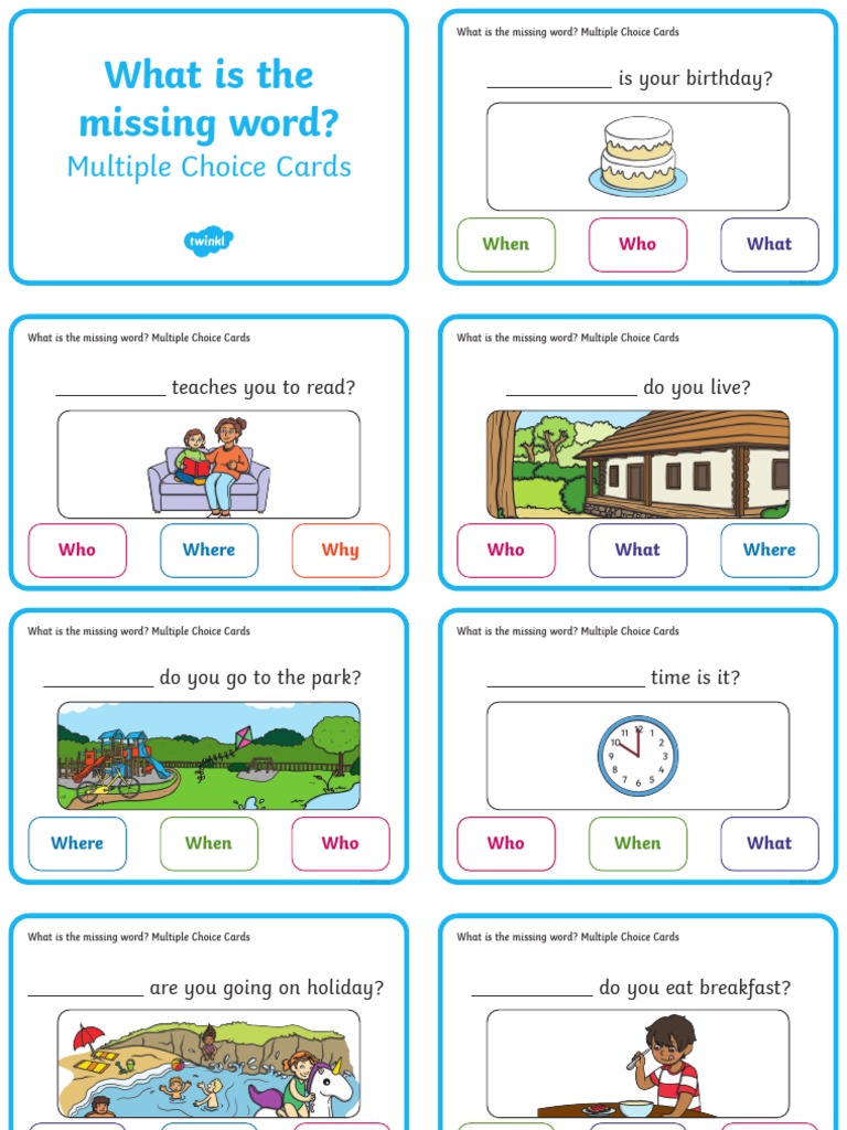 T S 2191 What Is The Missing Question Word Multiple Choice Cards - Ver - 3 | PDF | Christmas ...